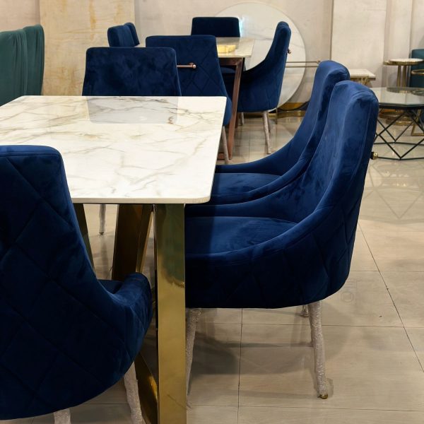 DS11 Dining set with 6 chairs in gold fininsh – SMC Furnitures